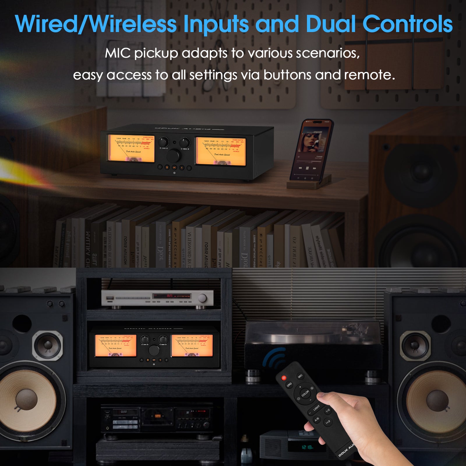 Douk Audio VU3PRO Amplifier/Speaker Selector VU Meter 2-IN-2-OUT Switc