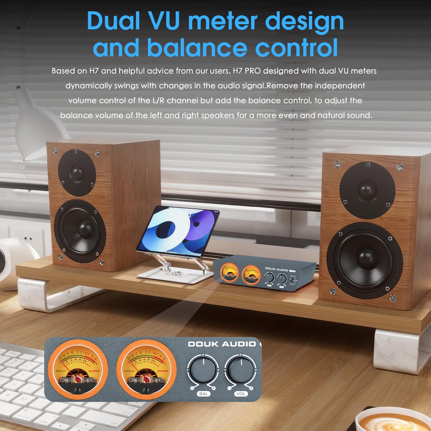 Douk Audio H7PRO TPA3255 Digital Amplifier w/VU Meter 300W Home Stereo