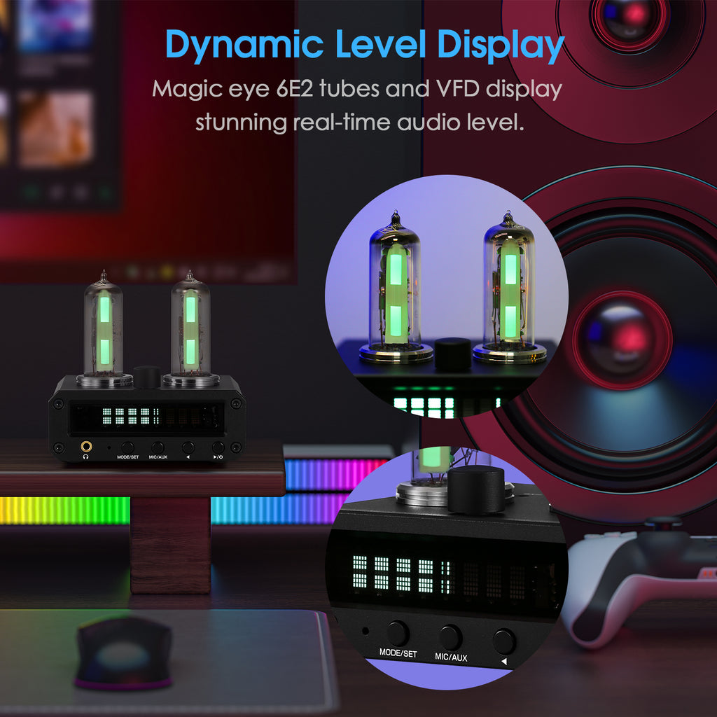 Douk Audio P2-FM Magic 6E2 Preamp Stereo Headphone Amp Sound Level Ind