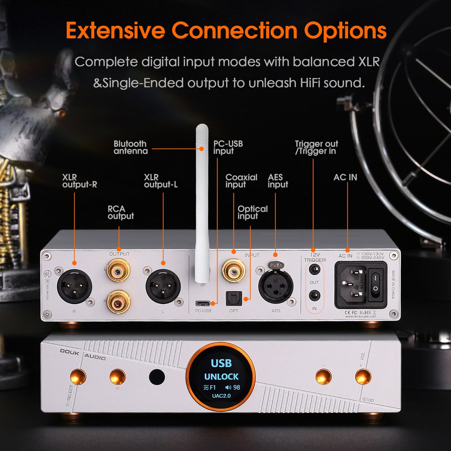 Douk Audio Q100 AK4499+AK4191 Fully Balanced Desktop DAC DSD512