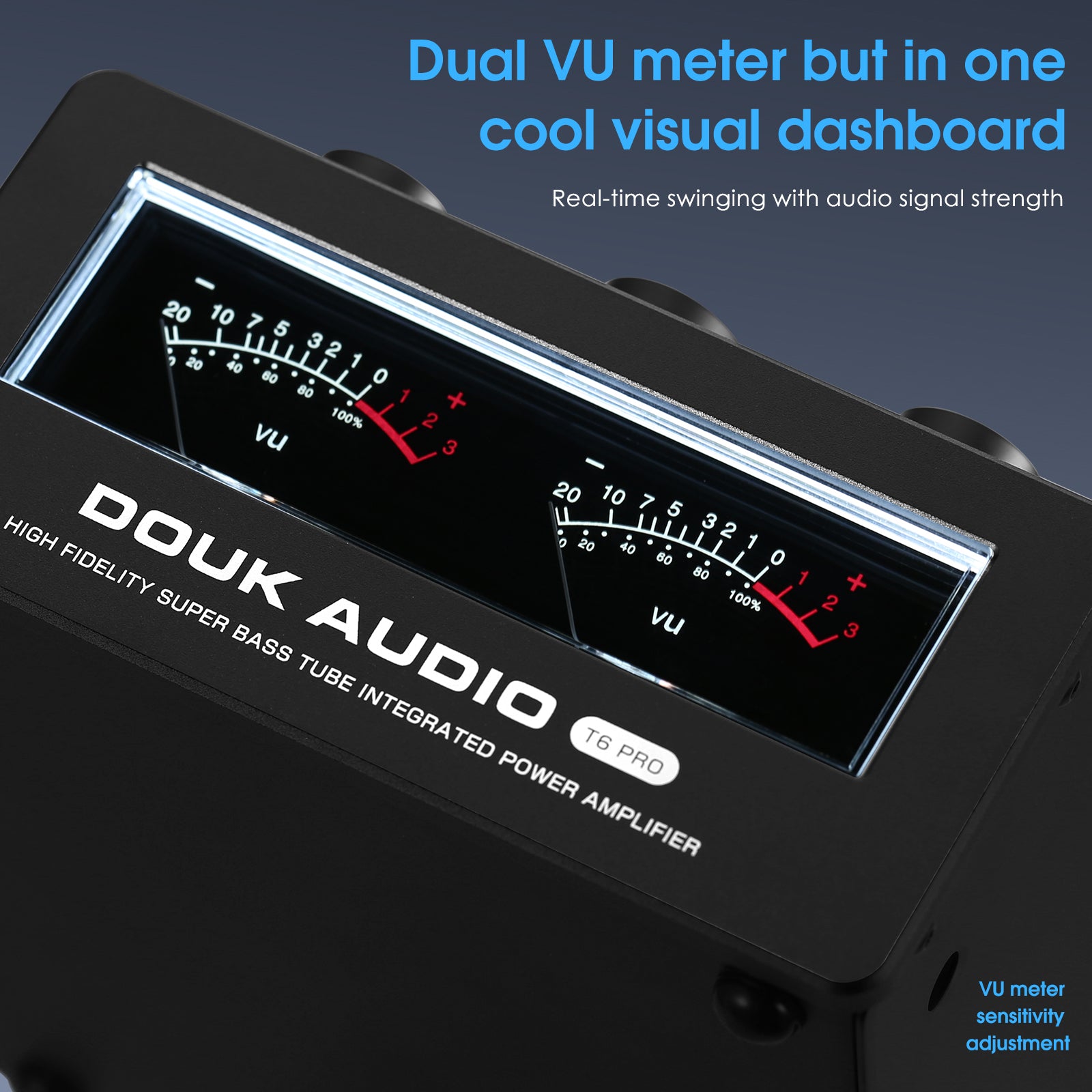 Douk Audio T6PRO HIFI TPA3255 Bluetooth Tube Amplifier with VU Meter 3