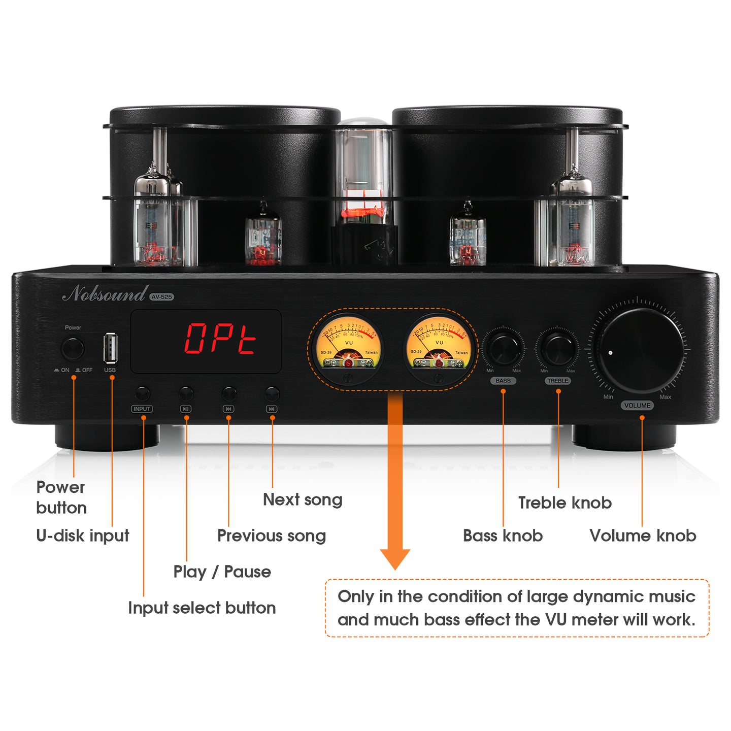 Nobsound AV-525 HiFi Bluetooth 5.0 Vacuum Tube Amplifier Coaxial / Opt ...