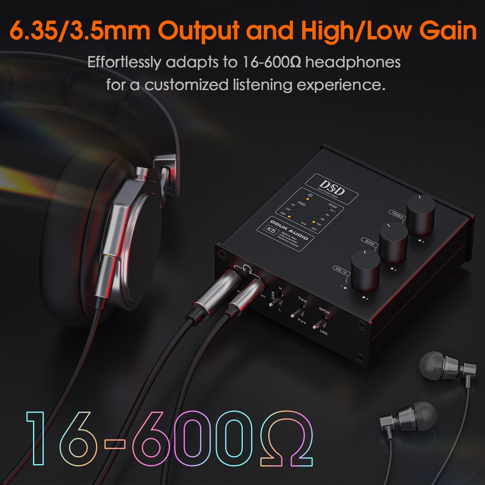Douk Audio K5 USB DAC Headphone Amplifier OPT Digital to Analog Conver