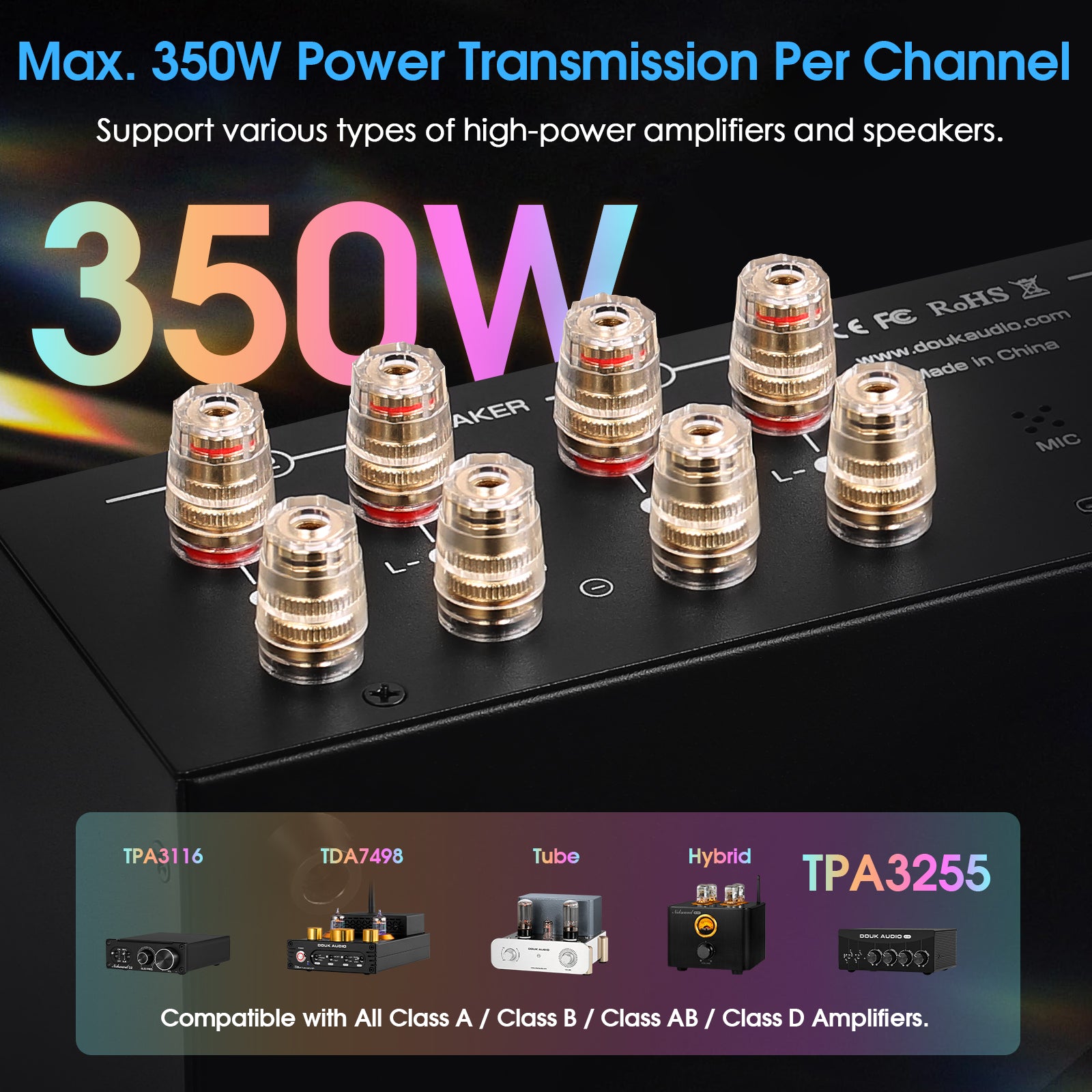 Douk Audio VU3PRO Amplifier/Speaker Selector VU Meter 2-IN-2-OUT Switc