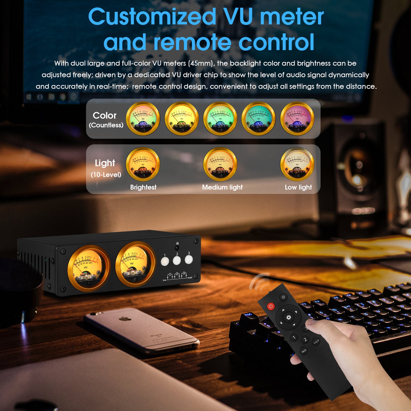 Douk Audio L3 3 Channel Stereo Audio Loop Switcher with VU Meter RCA S