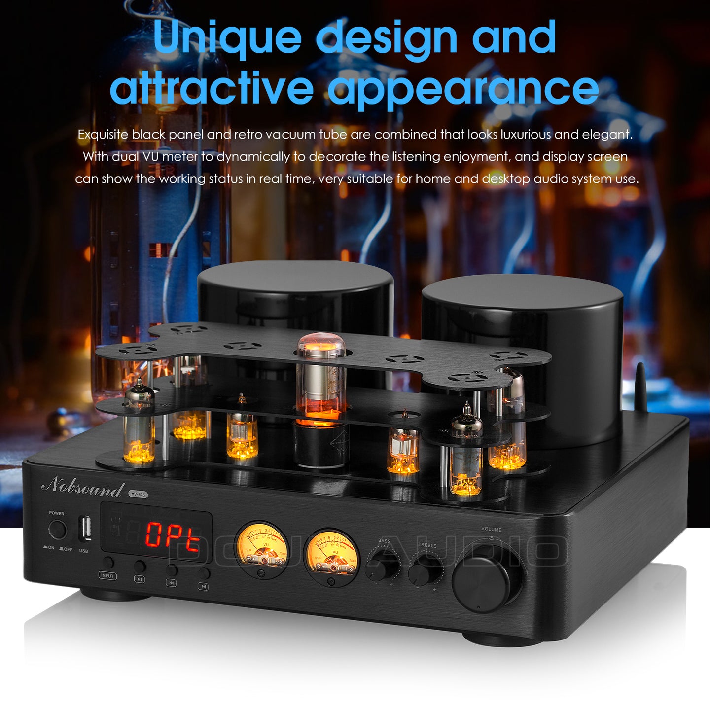 Nobsound AV-525 HiFi Bluetooth 5.0 Vacuum Tube Amplifier Coaxial / Opt ...