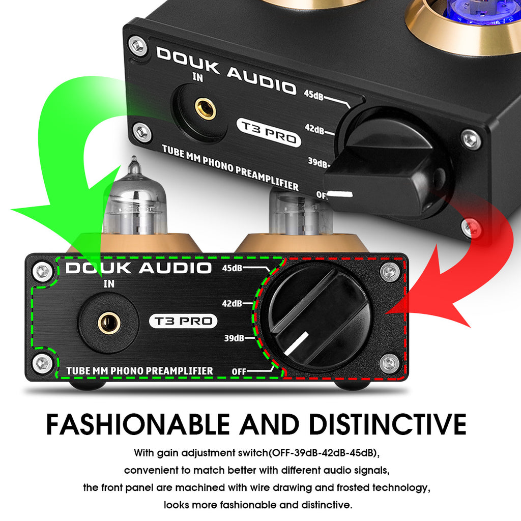 Douk Audio T3 PRO Mini Tube MM Phono Stage Preamp for Home Turntables