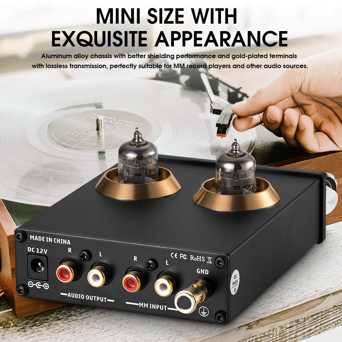 Douk Audio T3 PRO Mini Tube MM Phono Stage Preamp for Home Turntables