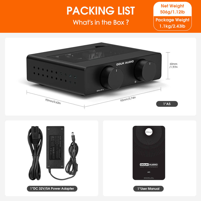 Douk Audio A5 TPA3255 Stereo Amp HiFi Audio Class D Amplifier High-pas