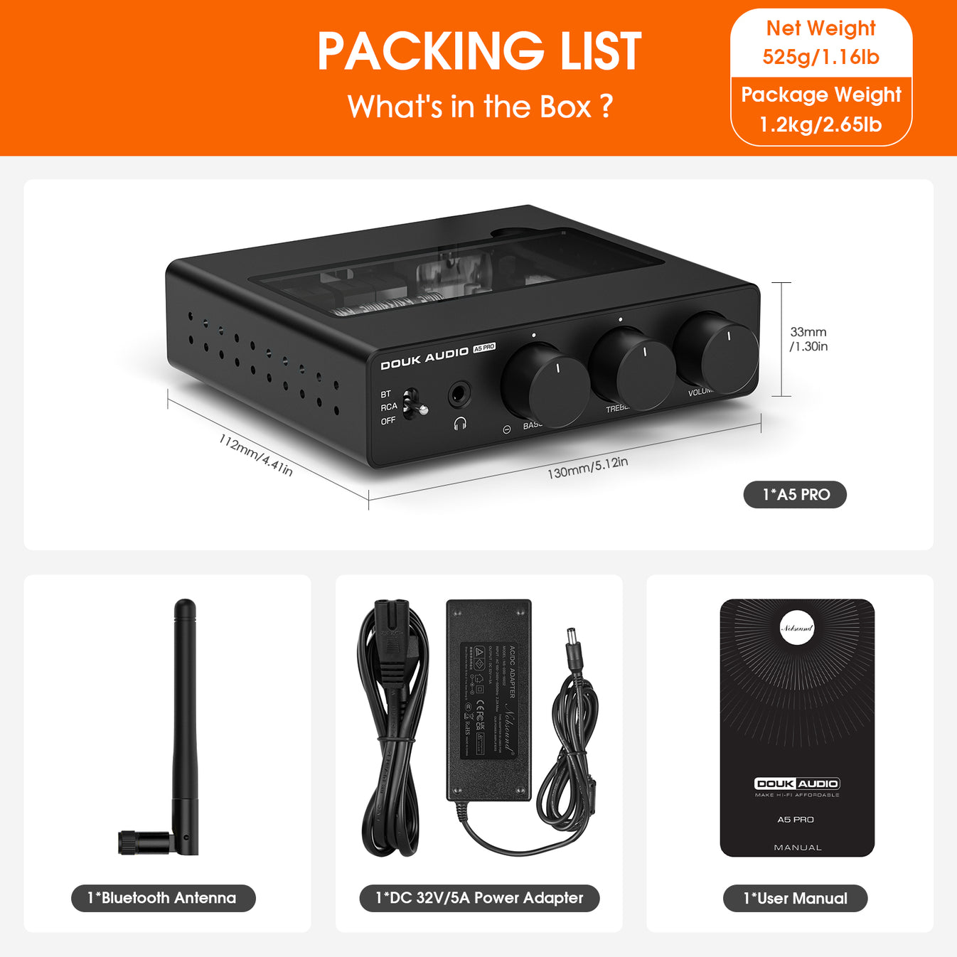 Douk Audio A5 PRO TPA3255 Bluetooth Amplifier HiFi Class D Stereo Audi ...