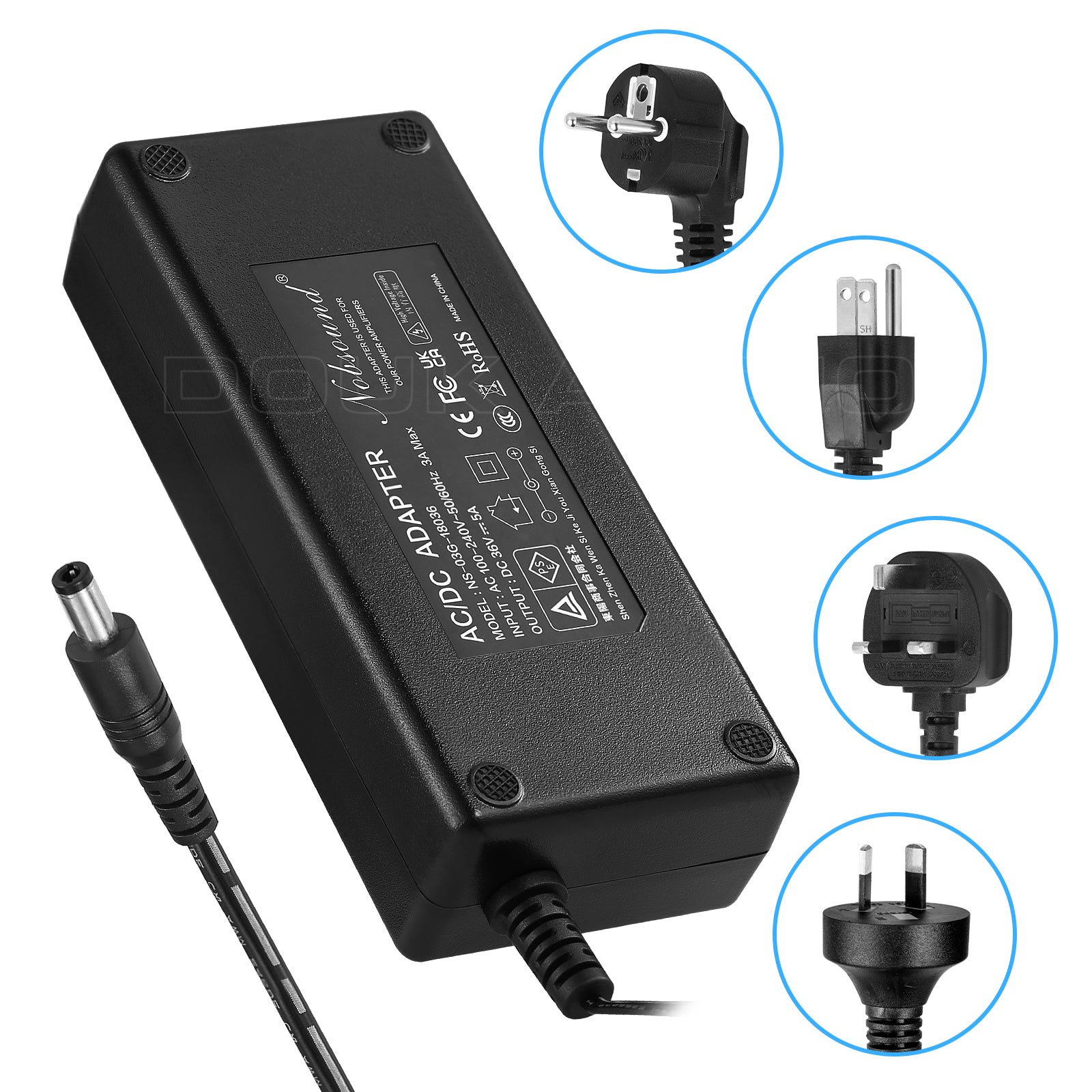 Douk Audio DC 19/24/32/36/48V Power Supply Adapter AC 100-240V Transfo