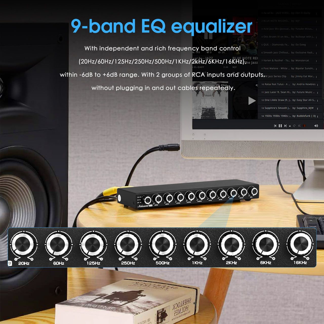 Nobsound EQ9 HiFi 9-Band Stereo EQ Preamp Analog Equalizer Audio Proce ...