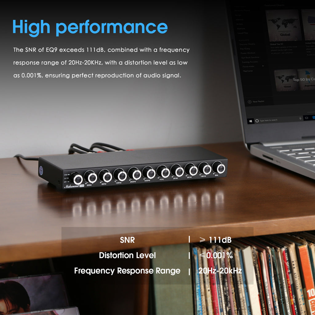 Nobsound EQ9 HiFi 9-Band Stereo EQ Preamp Analog Equalizer Audio Proce ...