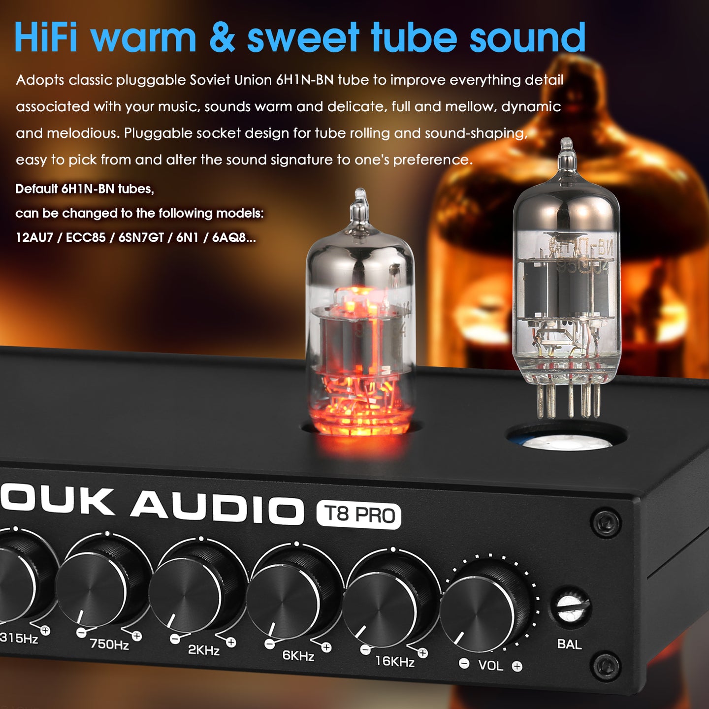 [Upgraded] Douk Audio T8PRO 7-band EQ Tube Preamp Equalizer XLR Pre-Am