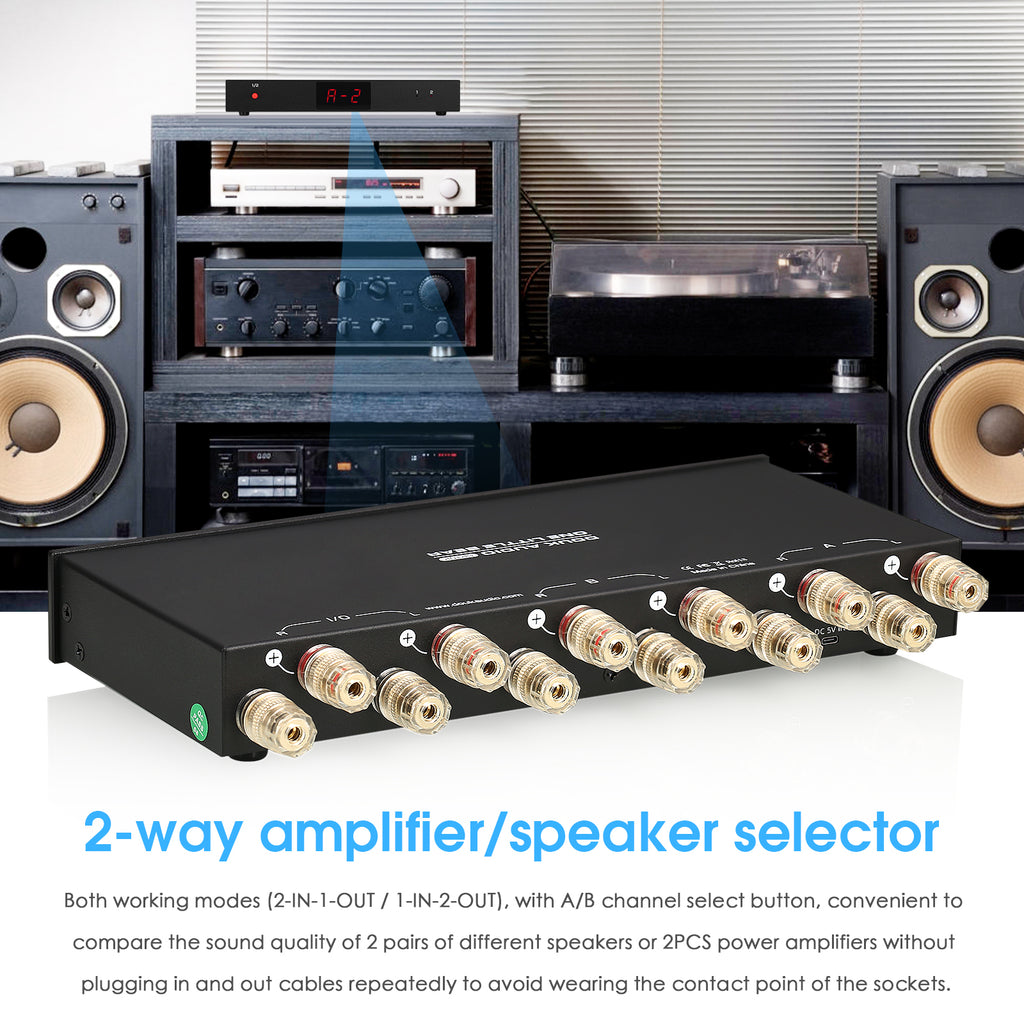 Douk Audio SP102 PRO 2 Way Amplifier / Speaker Switcher Box Stereo A/B