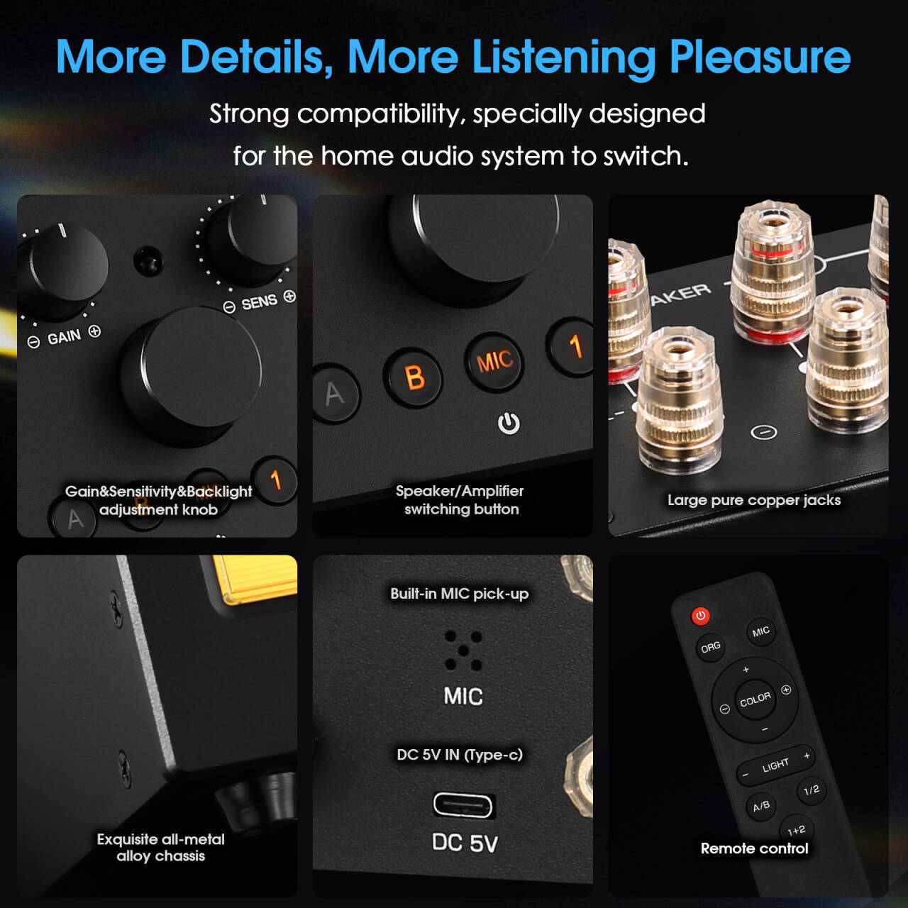 Douk Audio VU3PRO Amplifier/Speaker Selector VU Meter 2-IN-2-OUT Switc