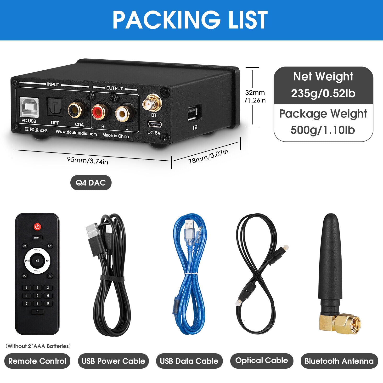 Nobsound Q4 Mini Bluetooth 5.0 Stereo USB DAC Gaming S/PDIF Digital to ...