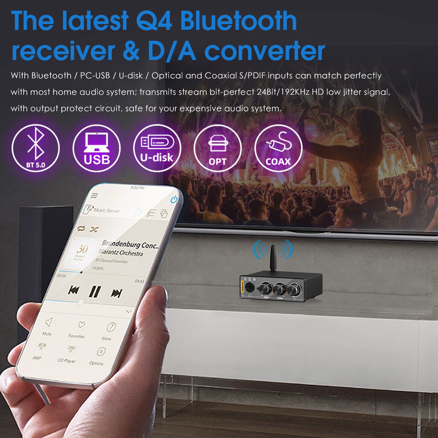 Nobsound Q4 Mini Bluetooth 5.0 Stereo USB DAC Gaming S/PDIF Digital to ...