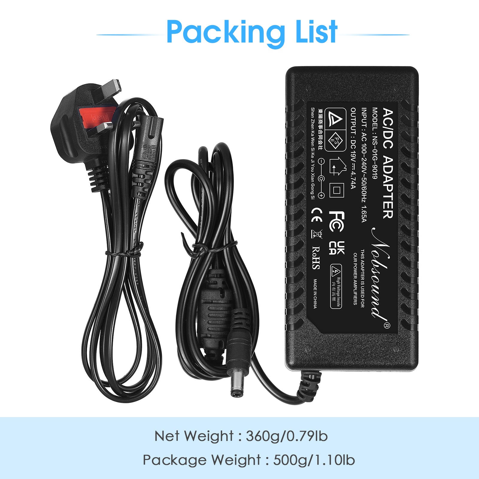 Douk Audio DC 19/24/32/36/48V Power Supply Adapter AC 100-240V Transfo