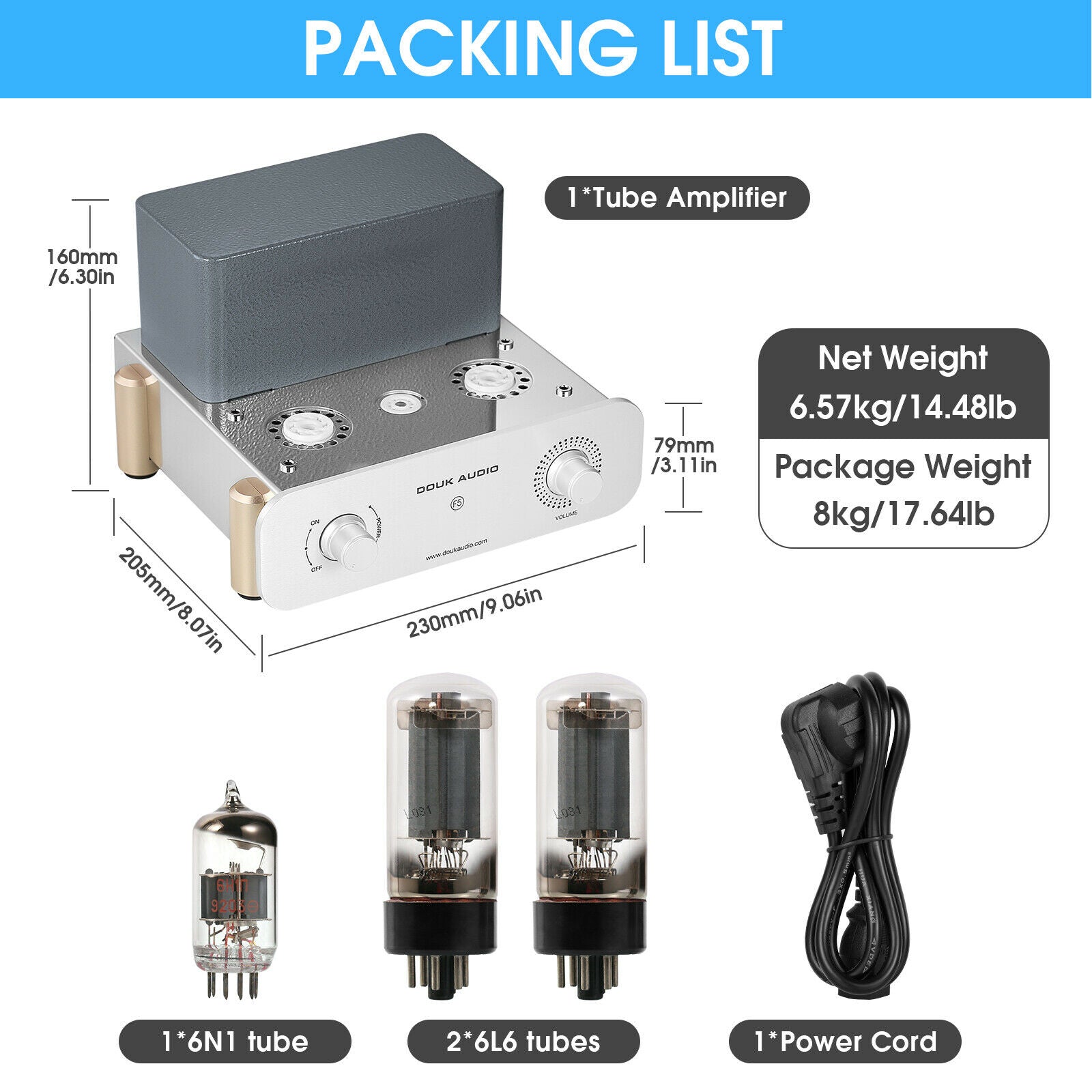 Douk Audio F5 HiFi Vacuum Tube Amplifier Pure Class A Single-ended Ste