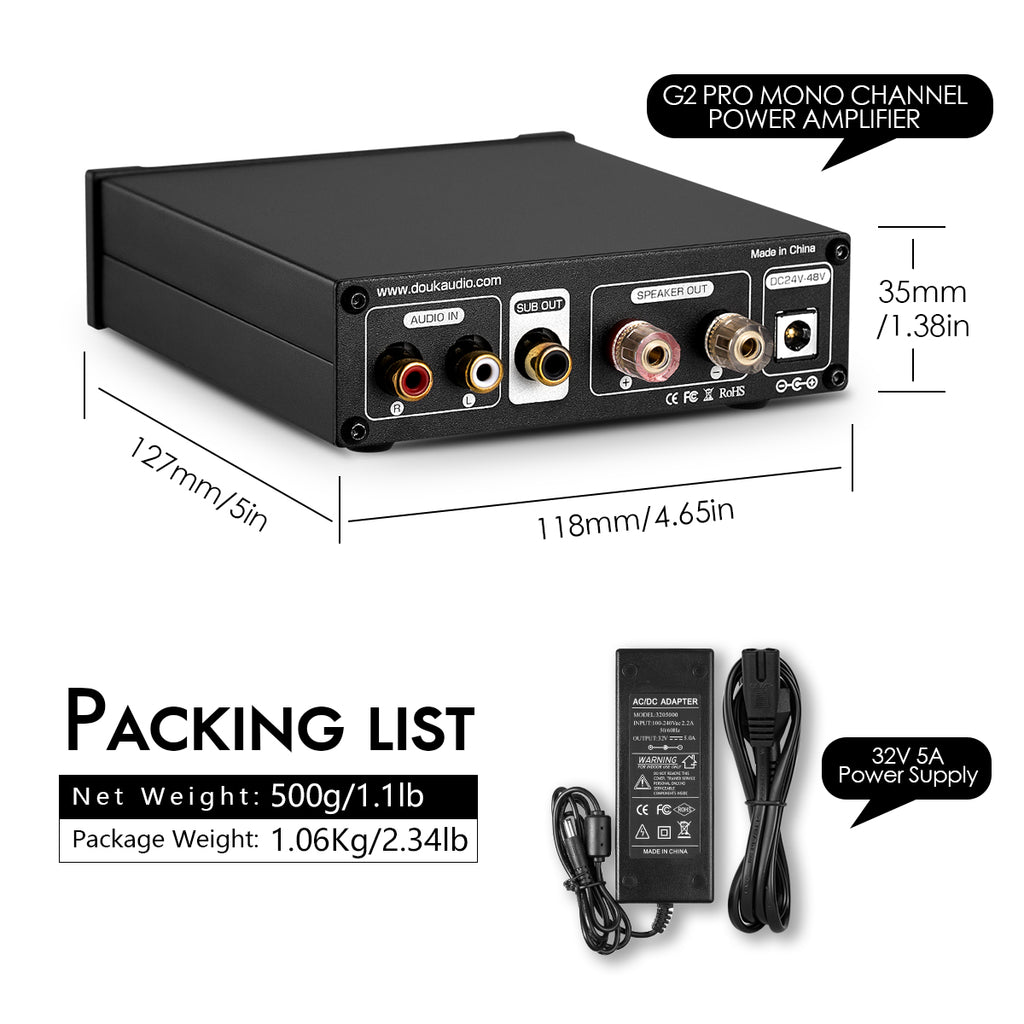 Nobsound G2 PRO Mini 300W Mono Digital Power Amplifier Subwoofer/Full ...