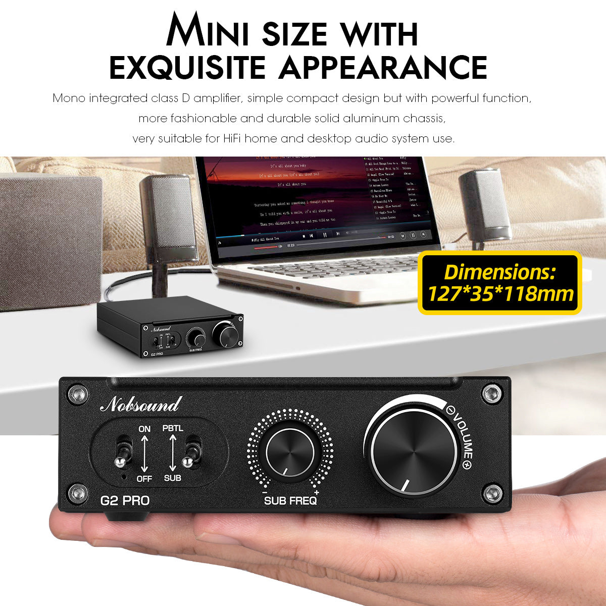 Nobsound G2 PRO Mini 300W Mono Digital Power Amplifier Subwoofer/Full ...