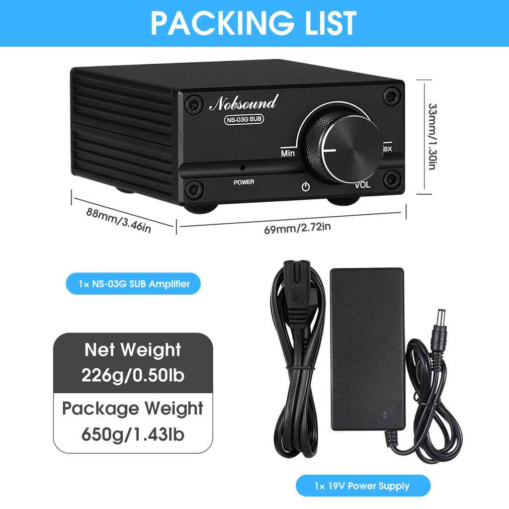 Nobsound NS-03G SUB Mini Mono Channel Digital Amplifier HiFi Home Subw ...