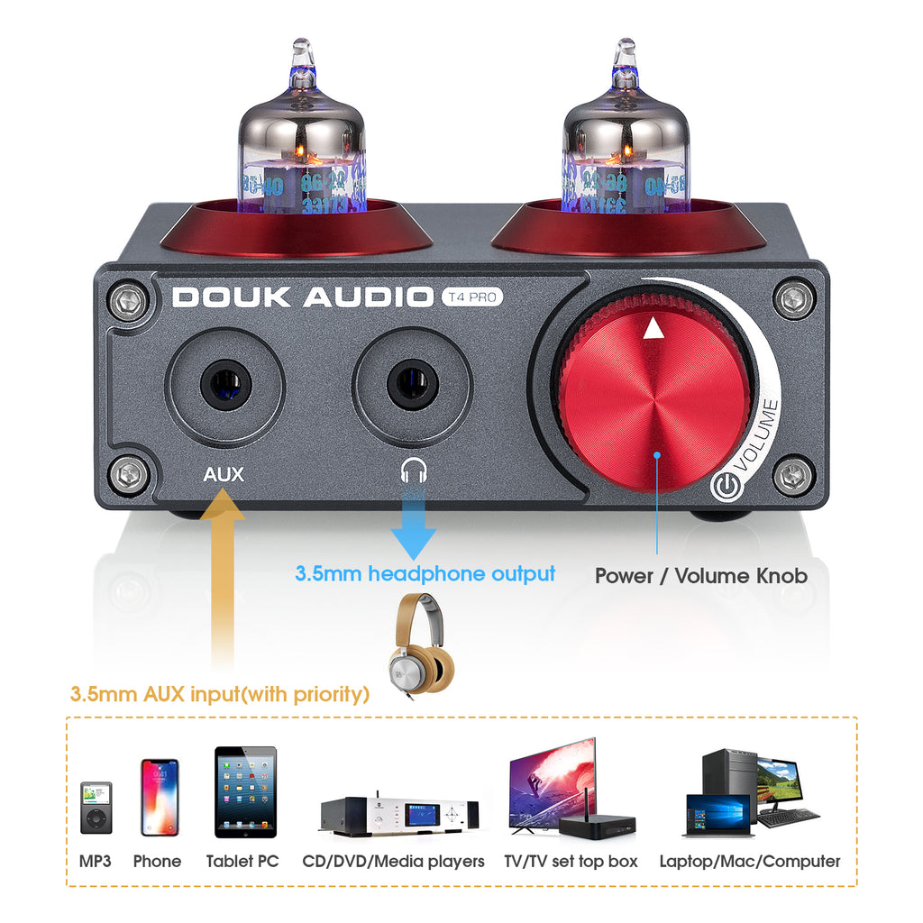 Douk Audio T4 PRO Mini GE5654 Vacuum Tube Phono Preamp Home Stereo Aud