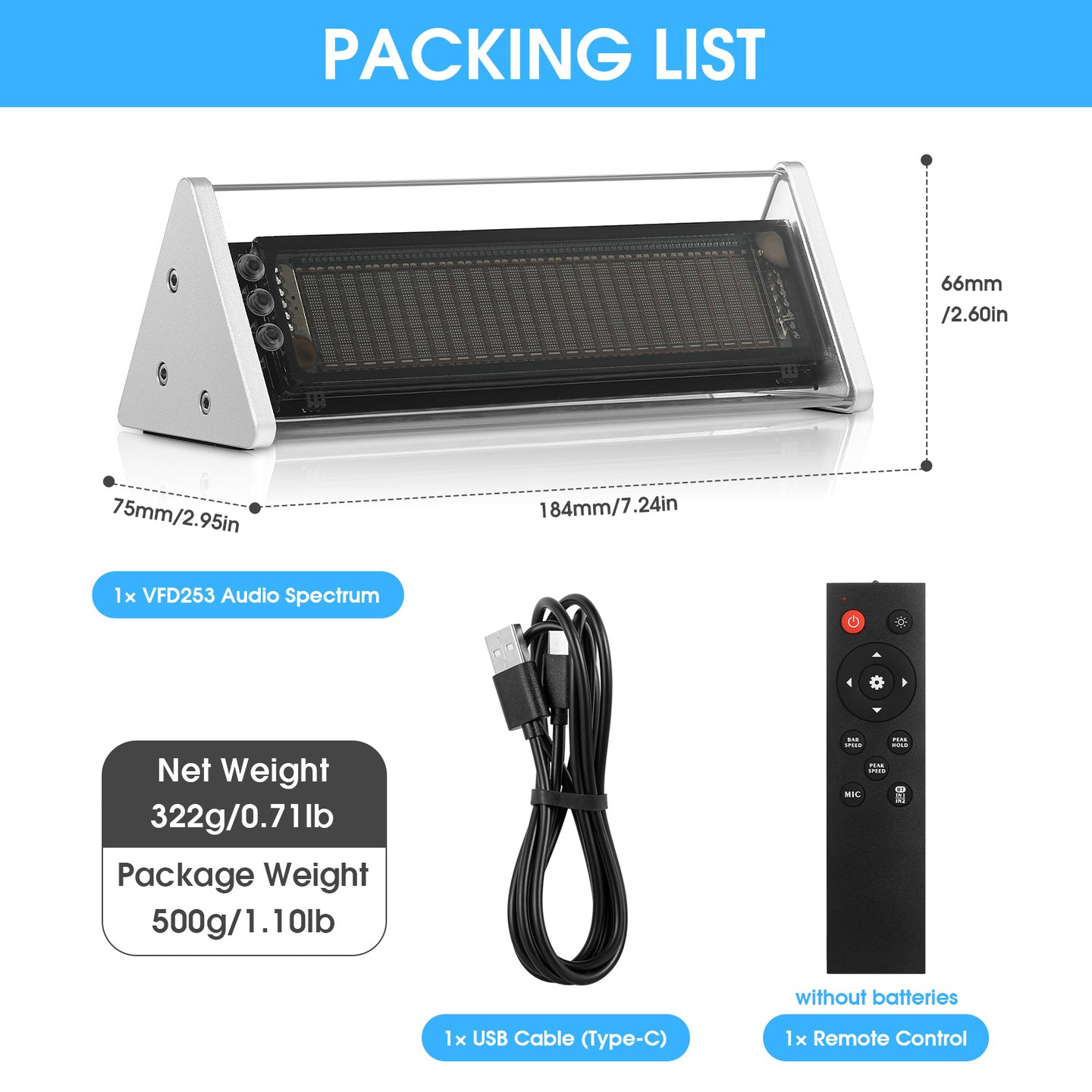 Douk Audio VFD253 3.5mm AUX Switcher Box VFD Audio Analyser Bluetooth