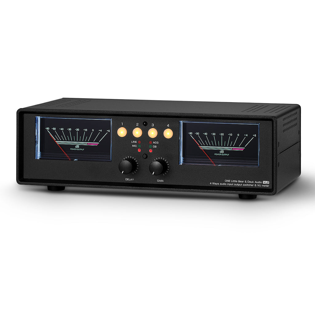 Douk Audio VU2 MIC+LINE Dual Analog VU Meter Stereo RCA Audio Splitter