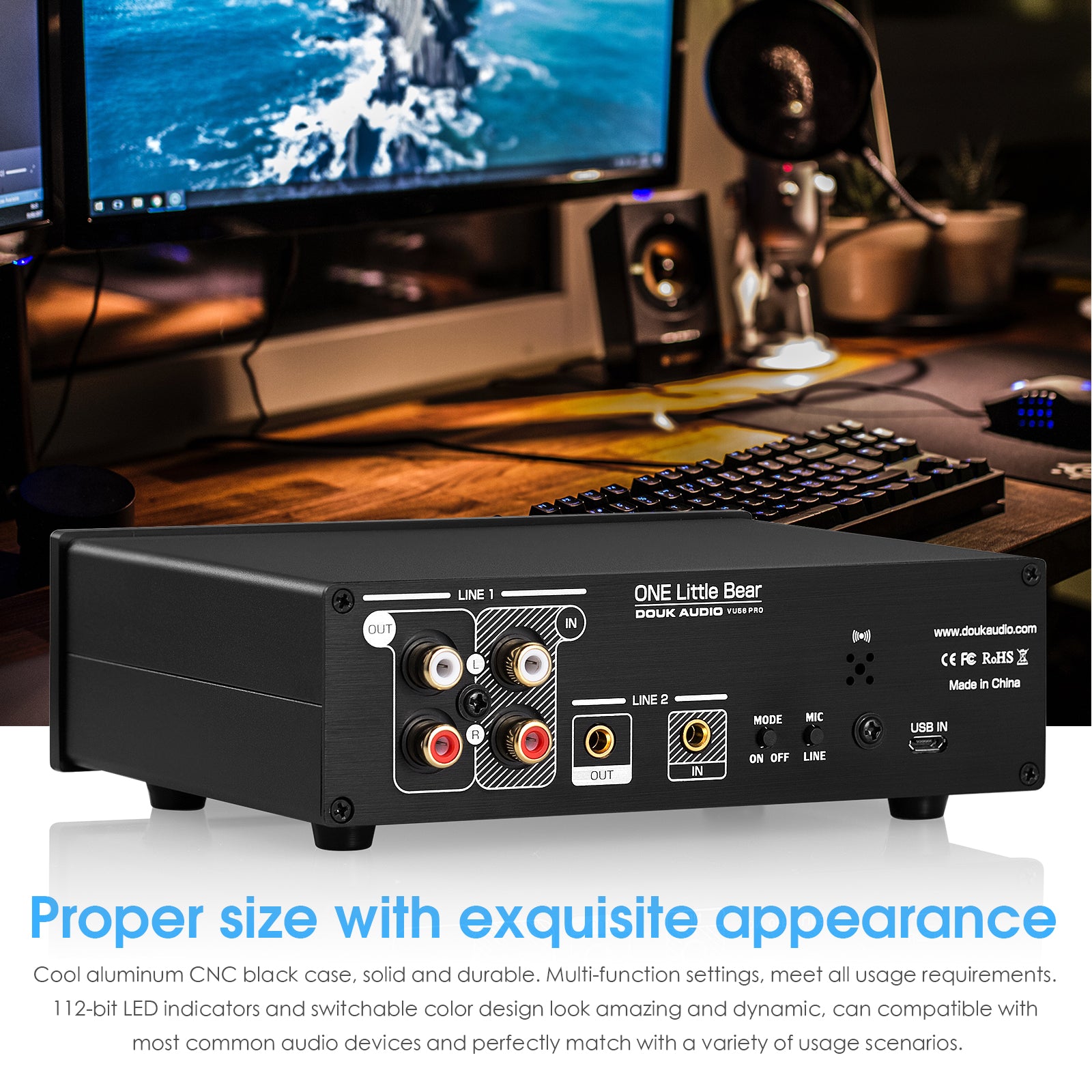 Douk Audio VU56PRO MIC+LINE Stereo RGB LED Sound Level Meter Audio Spl